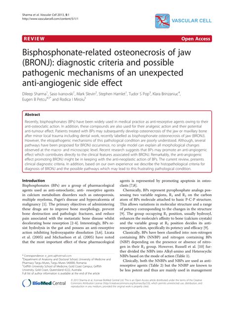 Pdf Bisphosphonate Related Osteonecrosis Of Jaw Bronj Diagnostic