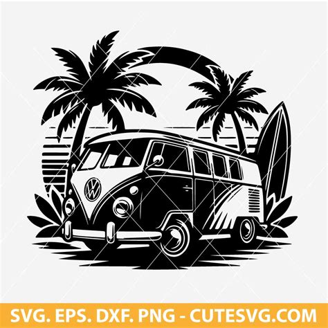 Vw Bus Svg Design Summer Van And Palm Tree Svg Summer