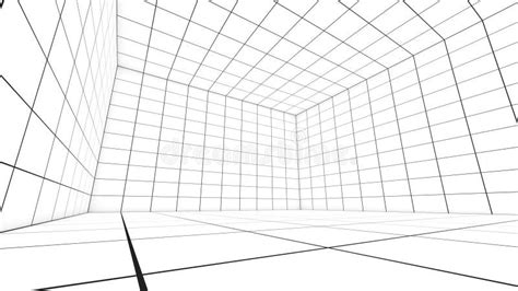 A Grid Of Lines In An Empty White Room Serves As A Visual Cue A