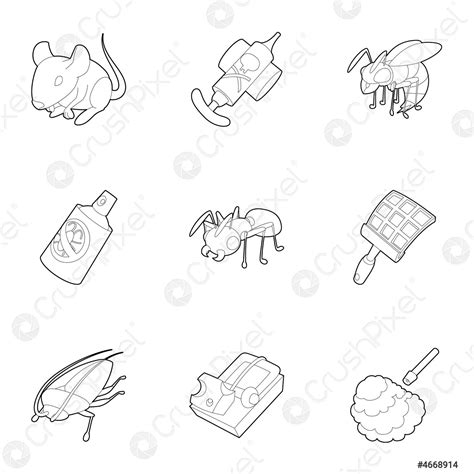 Insect Icons Set Outline Style Stock Vector 4668914 Crushpixel