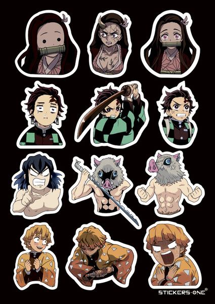 Набор стикеров Demon Slayer Клинок рассекающий демонов Клинок 12 шт купить с доставкой по