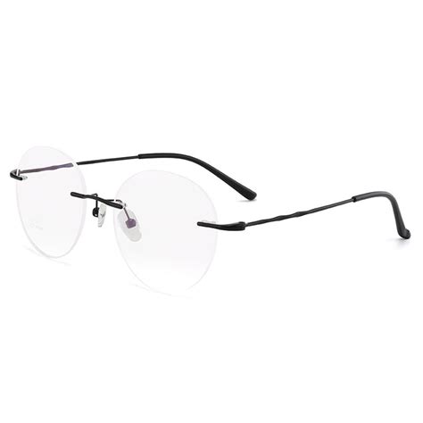 Titanium Alloy Rimless Glasses Frame Men Ultralight Round Eyeglasses M
