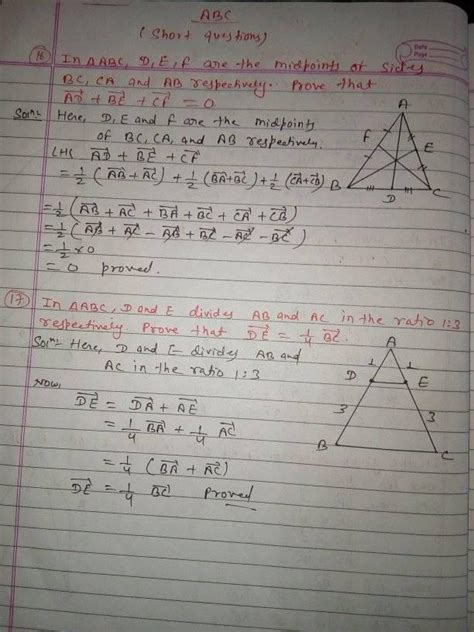 Class 10 Optional Math Vector All Proofs And Important Questions Questions And Solutions