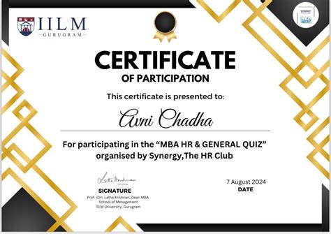 Attended Iilm Quiz On Hr Skills Avni Chadha Posted On The Topic