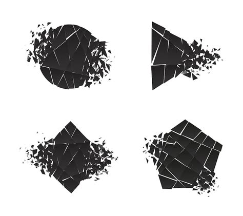 Premium Vector Shape Explosion Broken Shattered Flat Style Design