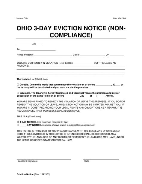 Free Ohio Notice To Quit Non Compliance Pdf And Word
