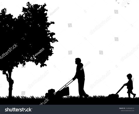 Man Mowing Silhouette Images Stock Photos Vectors Shutterstock