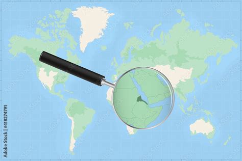 Map Of The World With A Magnifying Glass On A Map Of Eritrea Stock Vector Adobe Stock