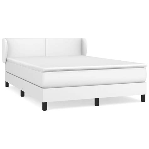 Lit Double Lit Adulte Lit à Sommier Tapissier Avec Matelas Blanc