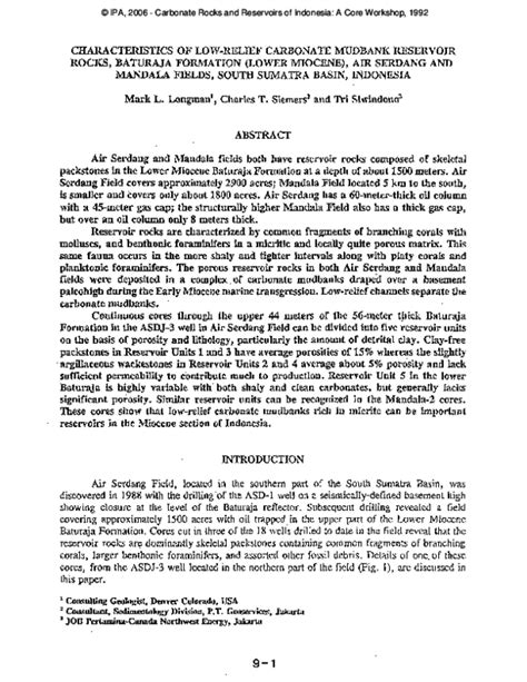 Pdf Characteristics Of Low Relief Carbonate Mudbank Reservojr
