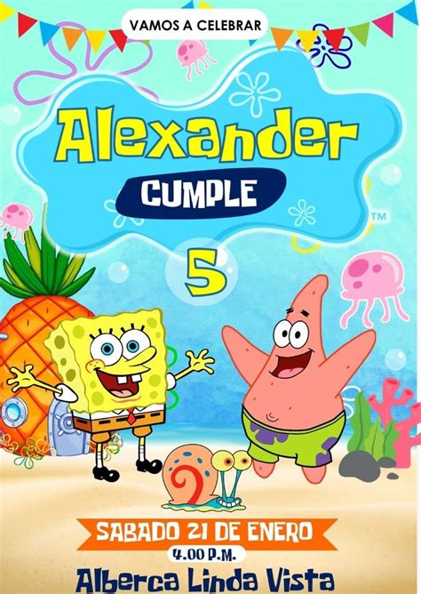 Bob esponja Invitación Spongebob birthday Spongebob party Spongebob
