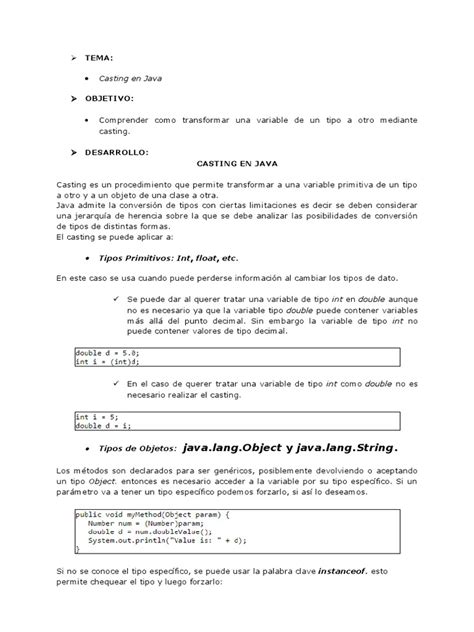Cast Java Pdf Java Lenguaje De Programación Herencia