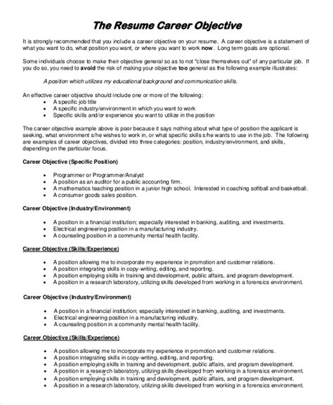 FREE 9 Sample Resume Objective Templates In PDF MS Word