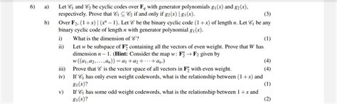 Solved A Let C1 And C2 Be Cyclic Codes Over Fq With
