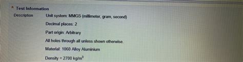 Solved Unit System Mmgs Millimeter Gram Second Decimal