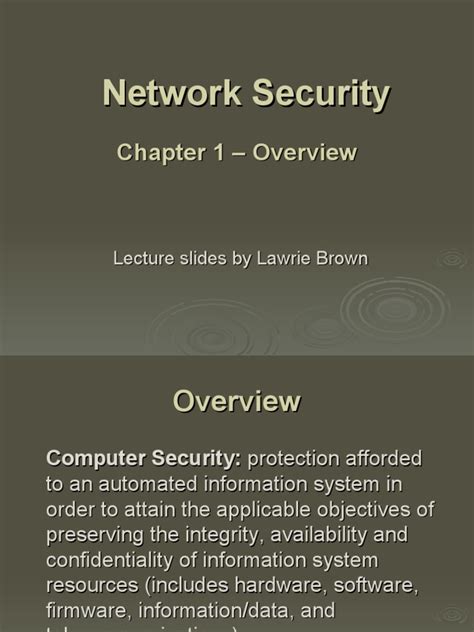 Network Security Chapter 1 Overview Pdf Security Computer Security