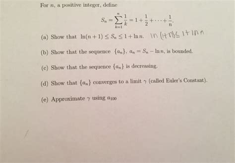Solved For N A Positive Integer Define S N Sigma N K Chegg Com