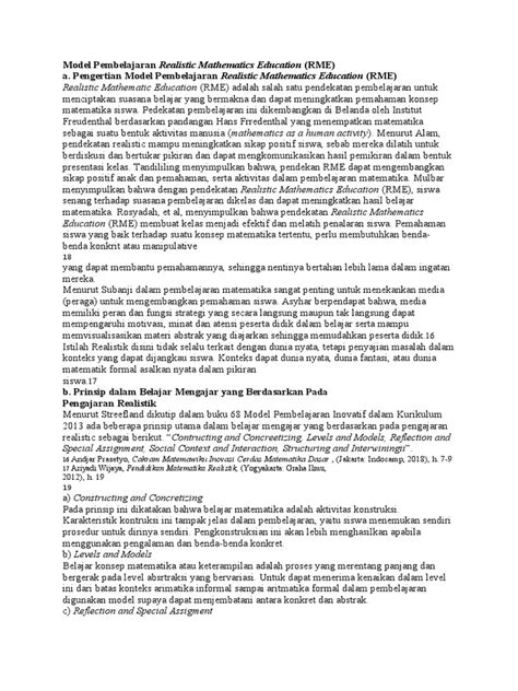 Model Pembelajaran Realistic Mathematics Education Rme A Pengertian Model Pembelajaran