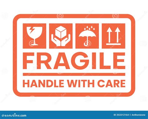 Sticker Fragile Handle With Care Red Fragile Warning Label Square