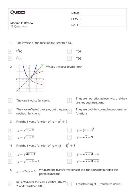 50 Radical Equations And Functions Worksheets For 9th Grade On Quizizz