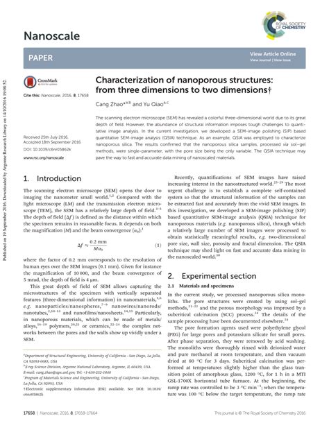 (PDF) Characterization of nanoporous structures: From three dimensions ...