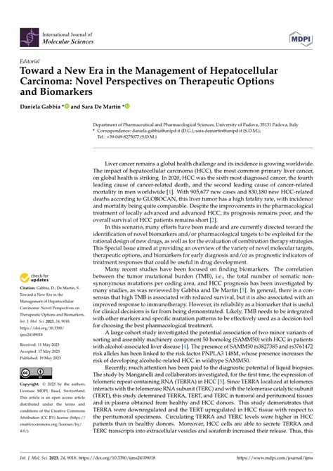 Pdf Toward A New Era In The Management Of Hepatocellular Carcinoma