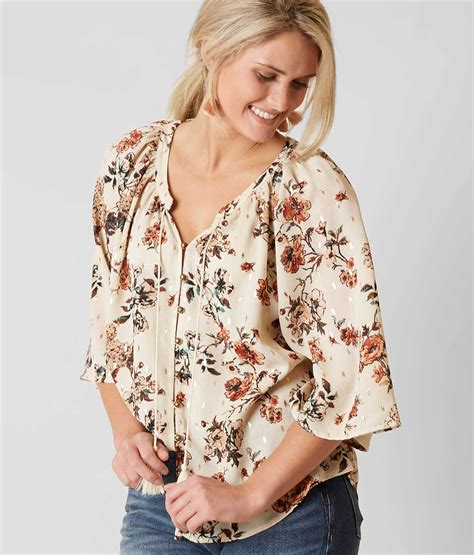 Daytrip Floral Blouse Womens Shirtsblouses In Beige Buckle
