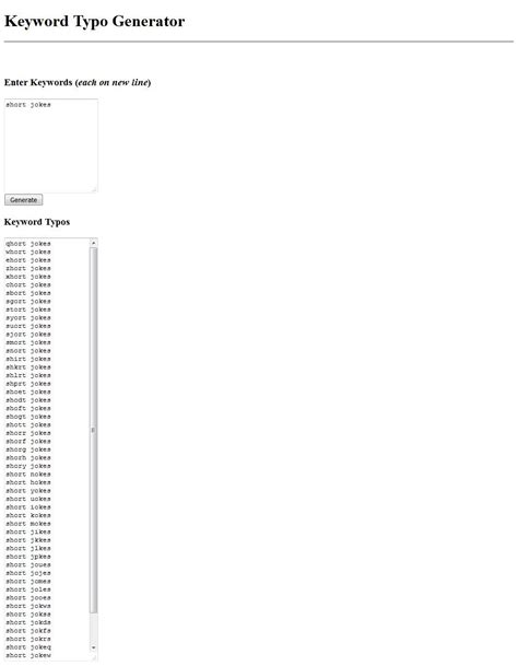 Keyword Typo Generator Keyword Tools