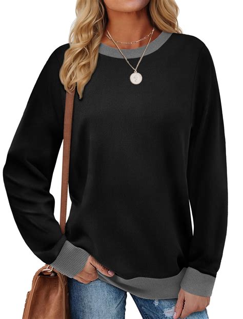 Fantaslook Color Block Sweatshirts For Women Crewneck Long Sleeve