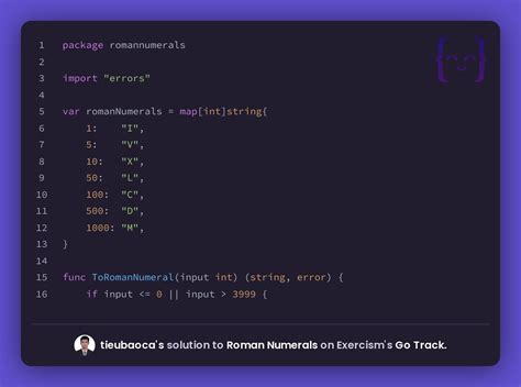 Tieubaocas Solution For Roman Numerals In Go On Exercism