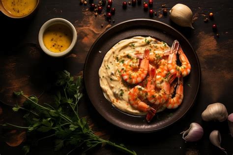 Premium Ai Image Egg And Prawn Delight A Stunning Flat Lay