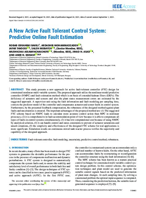 pdf a new active fault tolerant control system predictive online