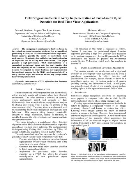 PDF Field Programmable Gate Array Implementation Of Parts Based