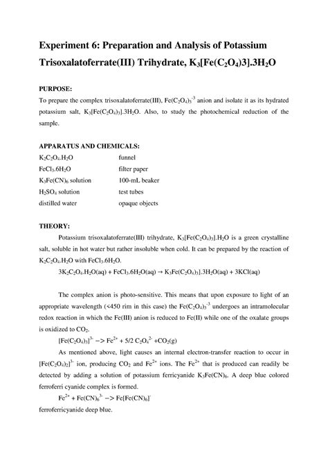 CHEM 106 EXP 6 Good Notes Green Chemistry MSU Studocu