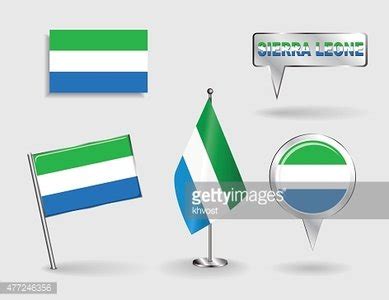 Set Of Sierra Leone Pin Icon And Map Pointer Flags Royalty Free