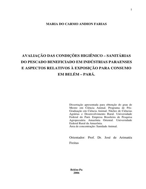 avaliação das condições higiênico sanitárias do pescado