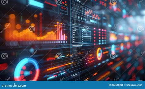 A Vibrant Stock Market Analytics Display With Glowing Graphs Numbers And Data Visualizations