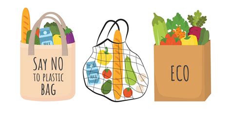 conjunto de sacolas ecológicas de malha ou saco de rede têxtil e saco