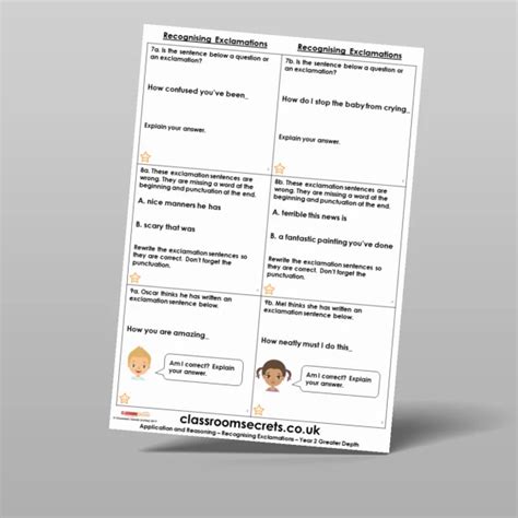 Year 2 Recognising Exclamations Application And Reasoning Resource