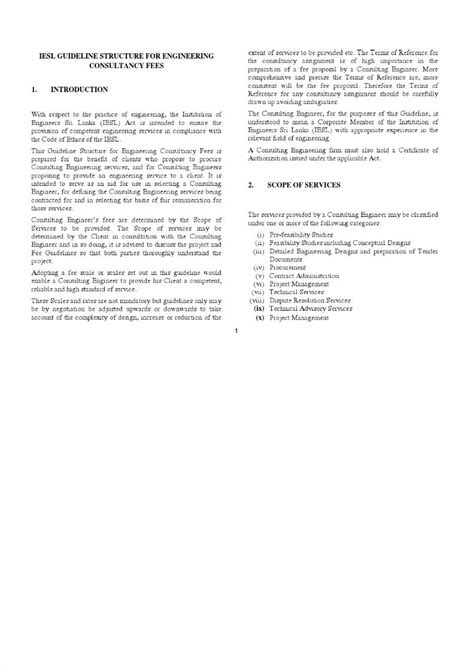 pdf iesl guideline structure for engineering consultancy fees