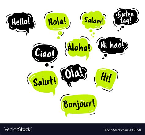 Speech bubble hello in different languages of Vector Image