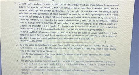 solved 2 0 6 pts write an excel function or functions in
