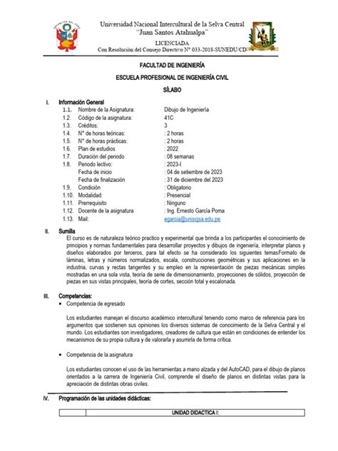 silabo 2023 i dibujo de ingenieria pdf arte tecnología e ingeniería