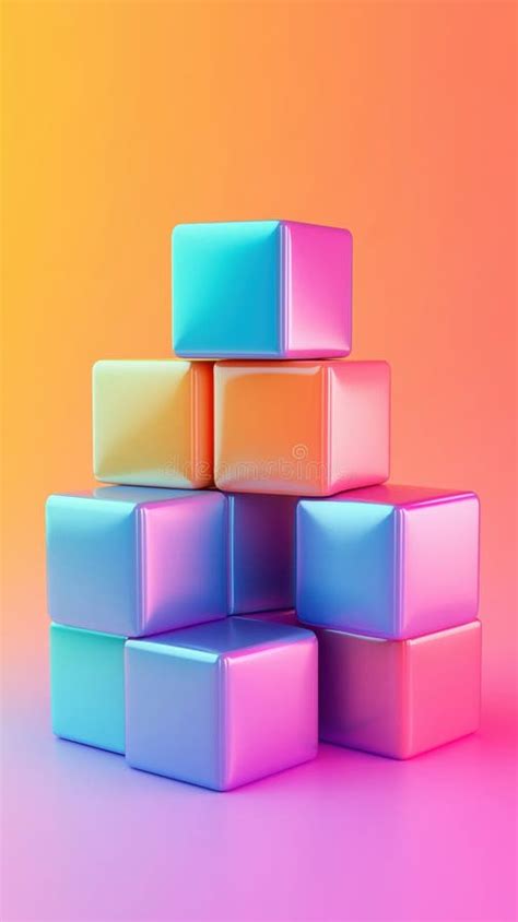 colorful glossy blocks stacked in vibrant gradient background showcasing modern design