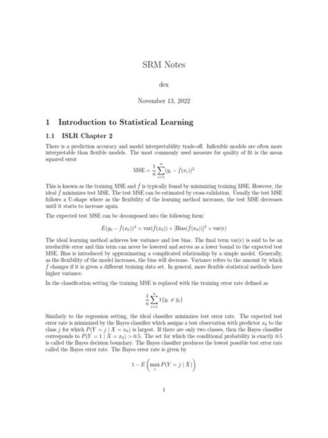 srm notes pdf cross validation statistics errors and residuals