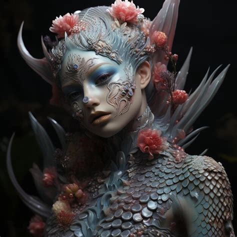 There Is A Statue Of A Woman With A Dragon Like Body Generative Ai