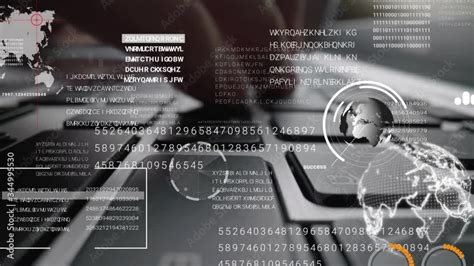 Man Working On Laptop Computer Keyboard With Graphic User Interface GUI Hologram Showing