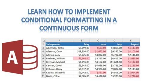 How To Implement Conditional Formatting In A Continuous Form In MS Access