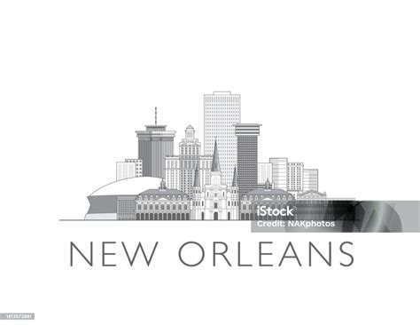 뉴올리언스 루이지애나 도시 풍경 라인 아트 스타일 벡터 일러스트 레이 션 뉴올리언스에 대한 스톡 벡터 아트 및 기타 이미지 뉴올리언스 루이지애나 슈퍼돔 세인트루이스