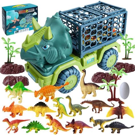 공룡 트럭 공룡 공학 차량 장난감 풀백 15 인 1 공룡 놀이 세트 어린이용 활동 놀이 매트 포함 플레이 차량 및 모델